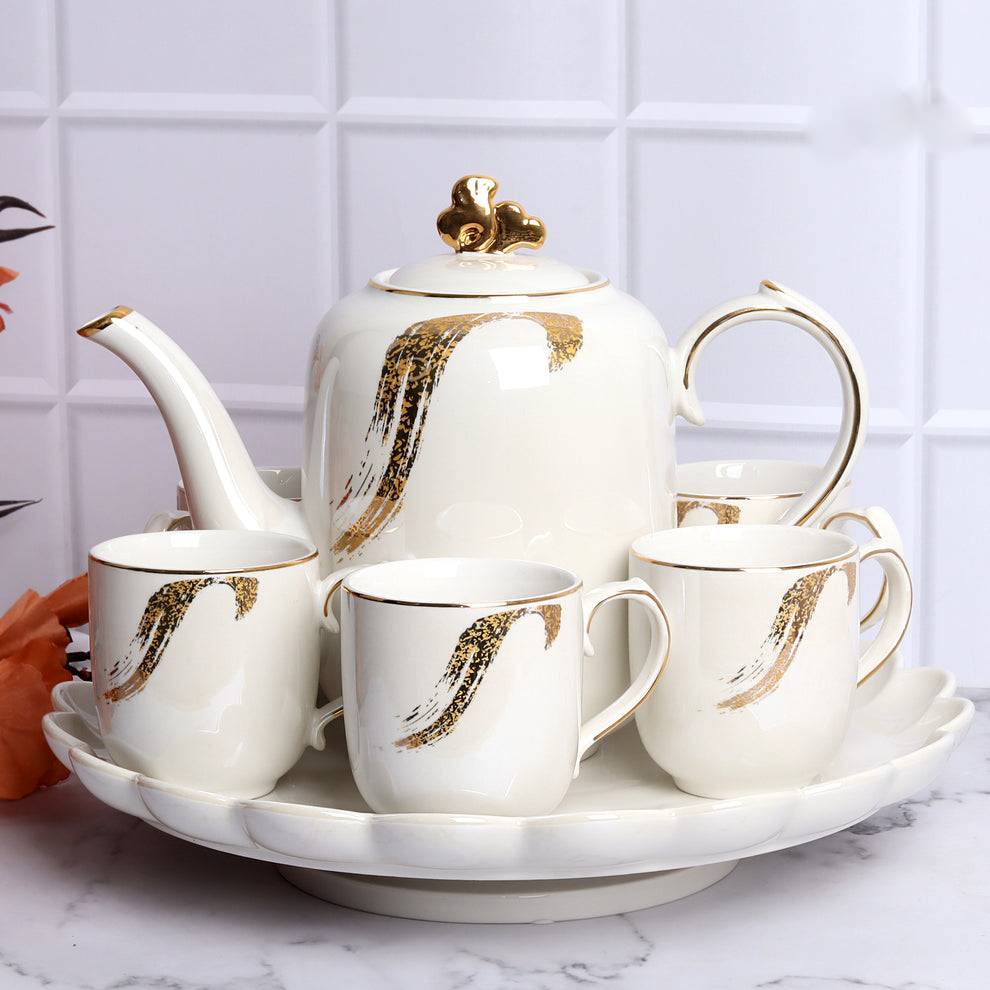 Tea Set with Kettle & Tray - 6 Cups – AapnaOnlineStore