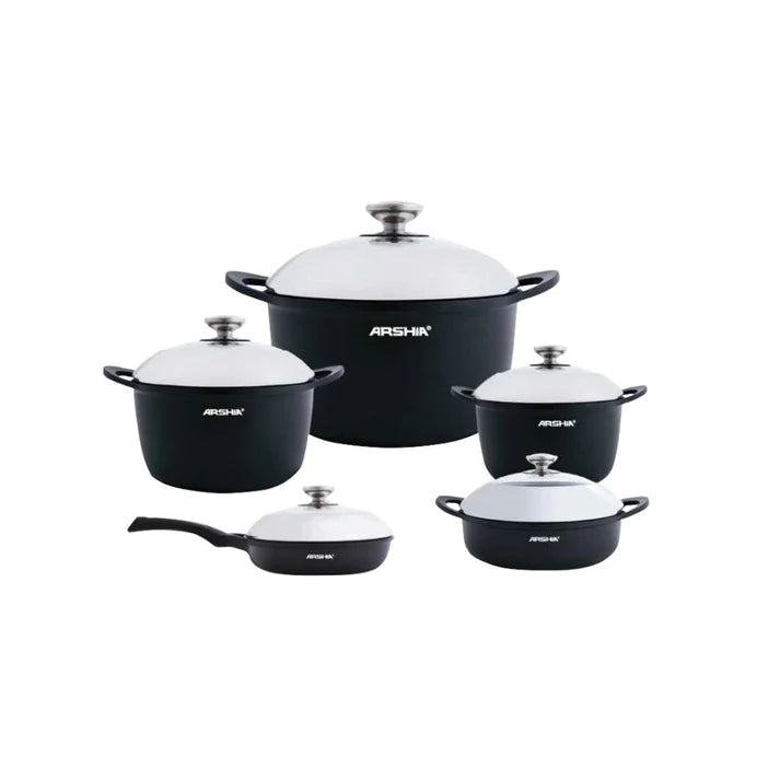 Arshia Premium 10pcs Die Cast Cookware Set Black – AapnaOnlineStore